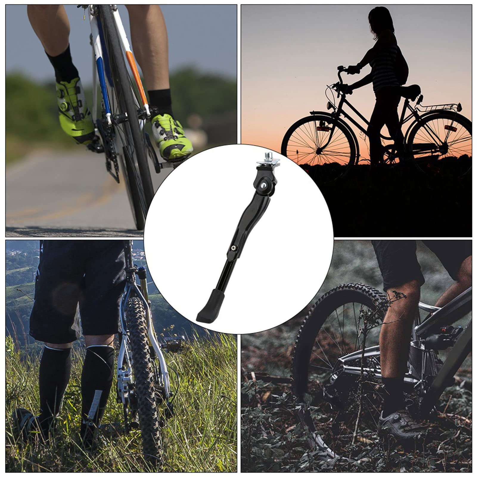 HelloCreate Bike Aluminium Alloy Middle Support Side Rack Kickstand for Mountain Road Bicycle, Bicycle Side Support