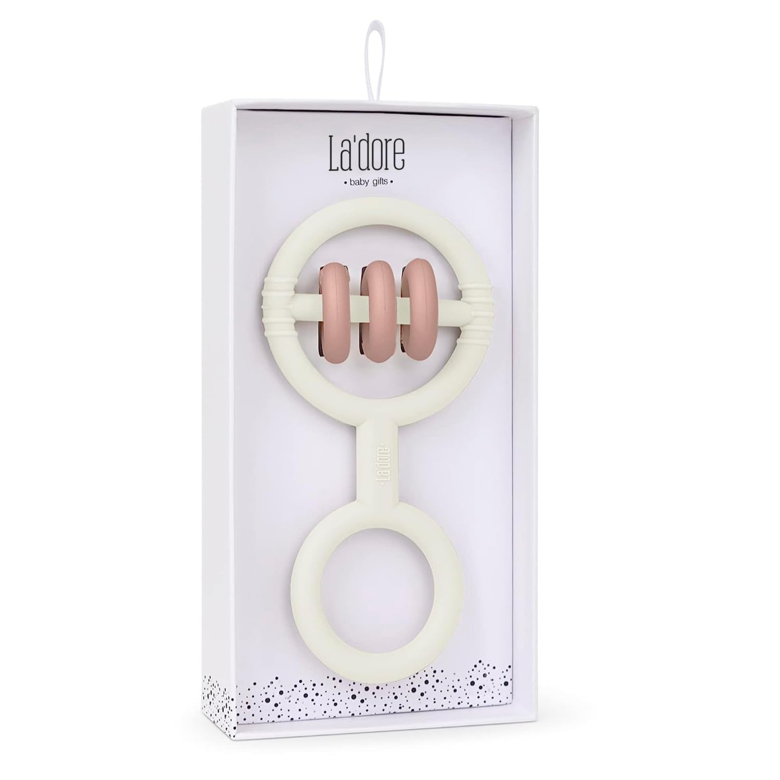 La'dore Baby Teething Toys Premium Baby Double Teether Soft Food-Grade Silicone Teethers for Babies -Shaped Easy to Clean Teething Ring Soother for Infants (Vanilla)