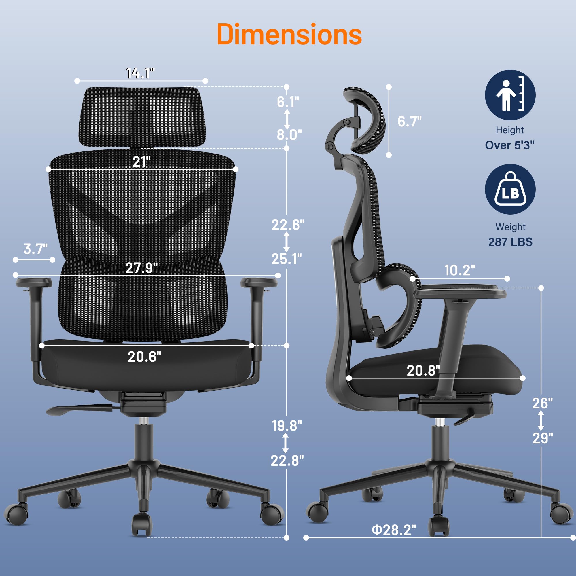 MOLENTS Ergonomic Office Chair Big and Tall Desk Chair Comfy Computer Chair with Dynamic Lumbar Support, Adjustable Headrest and Backrest,3D Armrests,Black