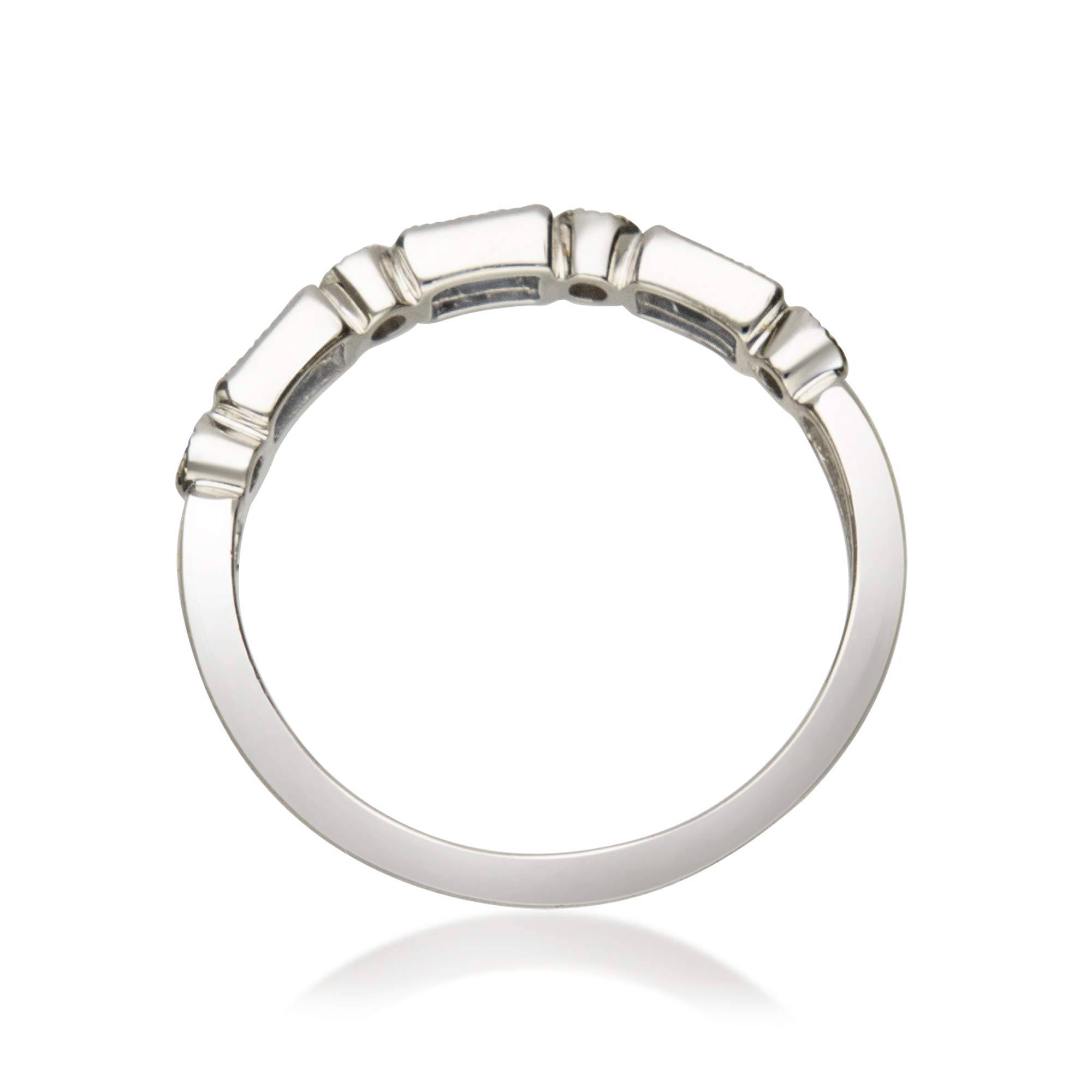 Gin & Grace 10K White Gold Natural Diamond (I1,I2) & Genuine Blue Sapphire Engagement Propose Promise Ring for Women