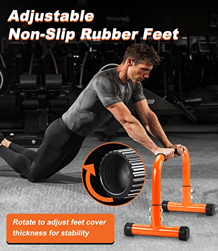TABEKE Push Up Bar, 12" High Parallettes Bars & Dip Bar With Full-Cover Foam Handles, No Wobbling Calisthenics Equipment For Handstand, L-Sit, Gymnastics, Strength Training Home Gym