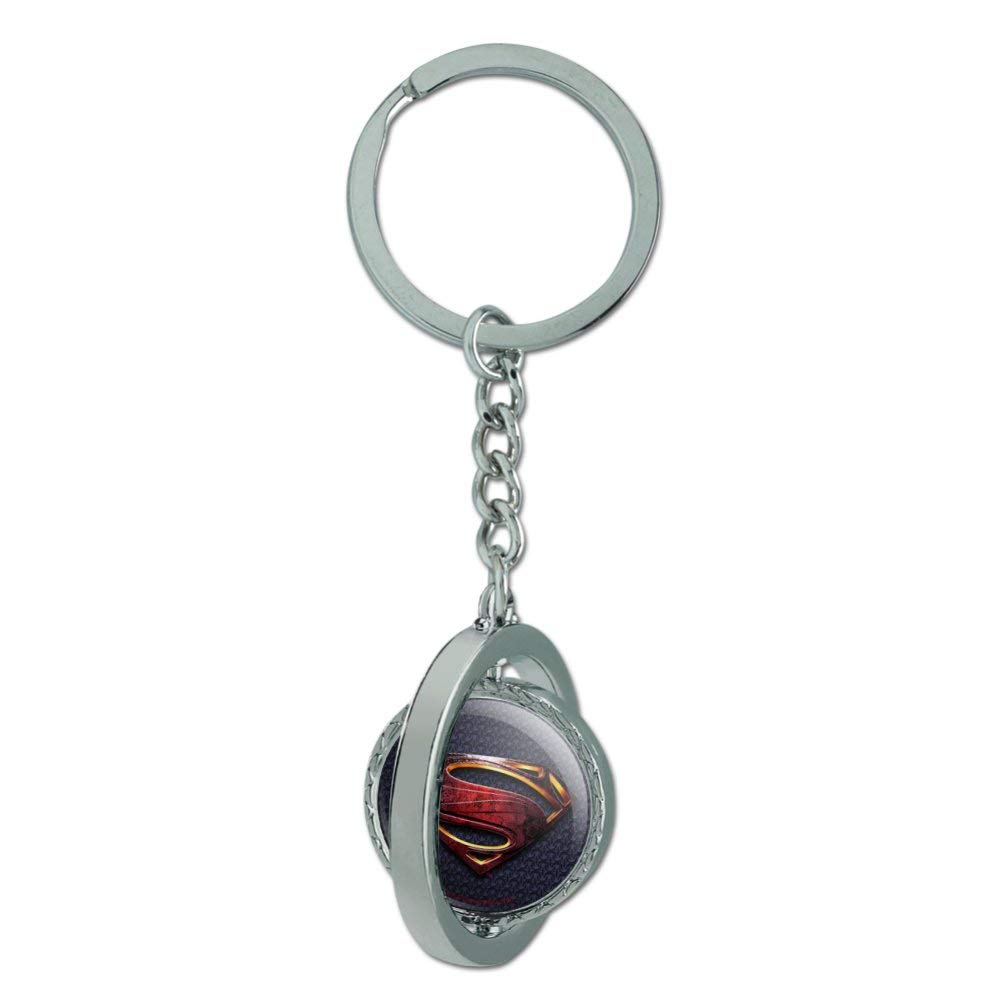 GRAPHICS & MORE Justice League Movie Superman Logo Keychain Spinning Round Chrome Plated Metal