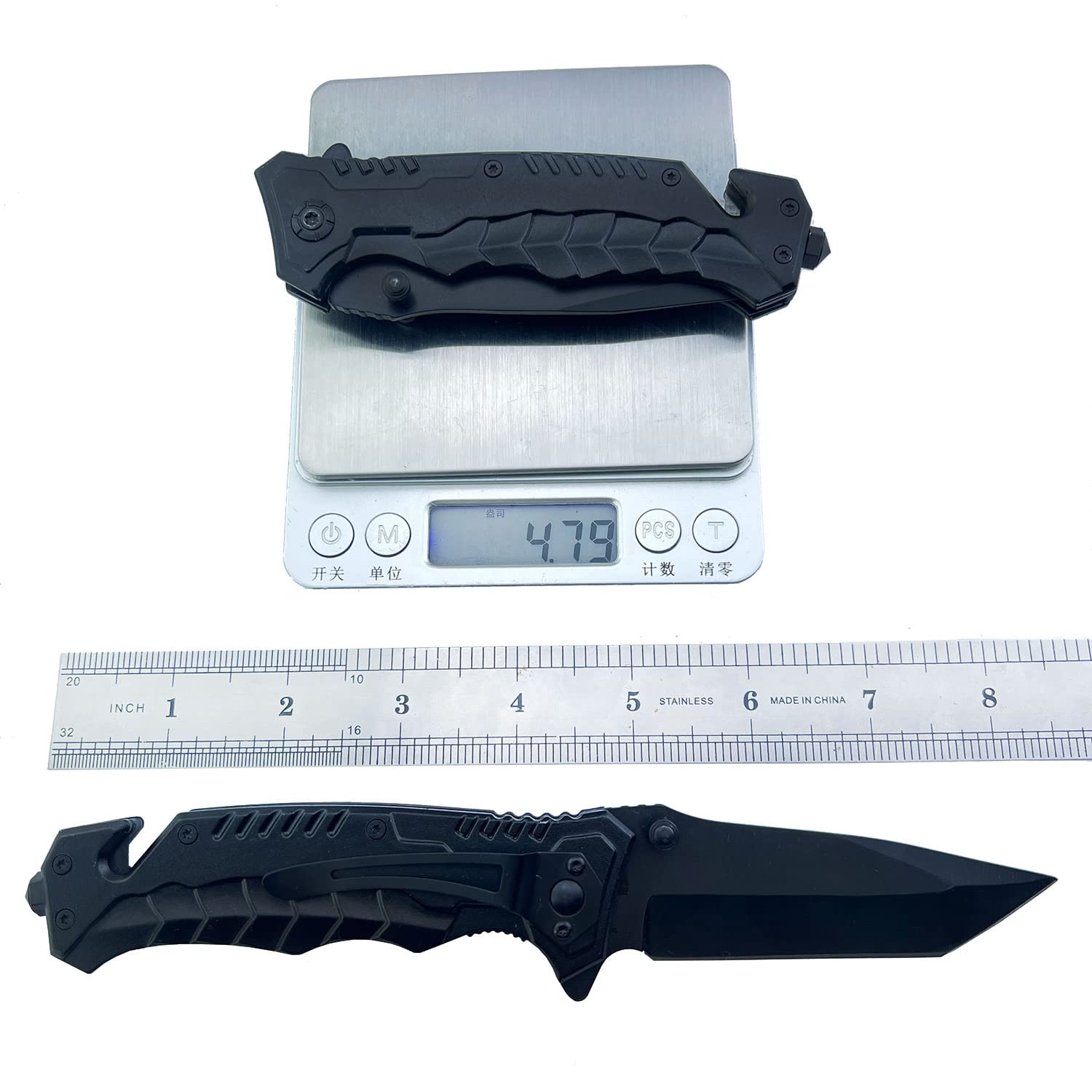 Labstandard Pocket Folding Knife,3.54โ Stainless Steel Blade and Aluminum Handle-Tanto Blade,Liner-Lock and Pocket Clip (Tanto)