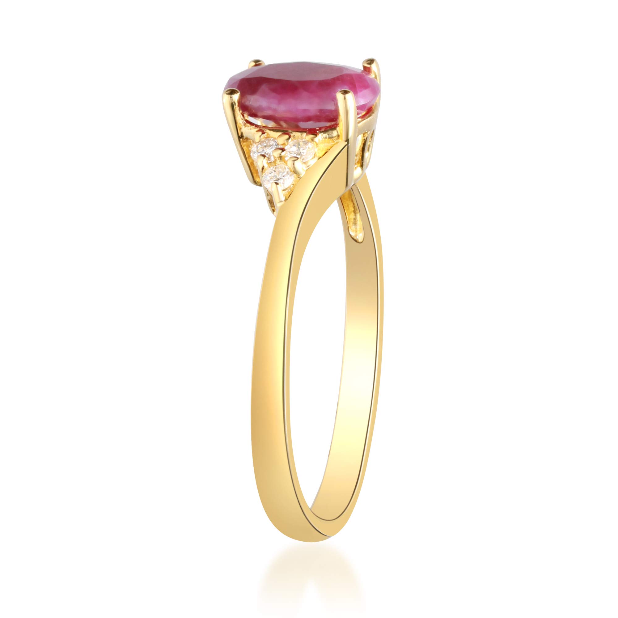 Gin & Grace 10K Yellow Gold Wedding Engagement Genuine Ruby & Diamond (I1,I2) (Size 7) Propose Promise Ring for Women