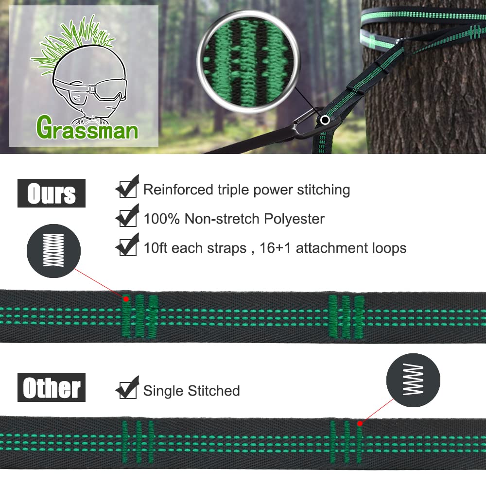Grassman Camping Hammock Mosquito Net, Portable Hammock with Net Single, Hammock Tent for Travel Camping, Camping Accessories for Indoor, Outdoor, Hiking, Backpacking, Backyard, Beach Green