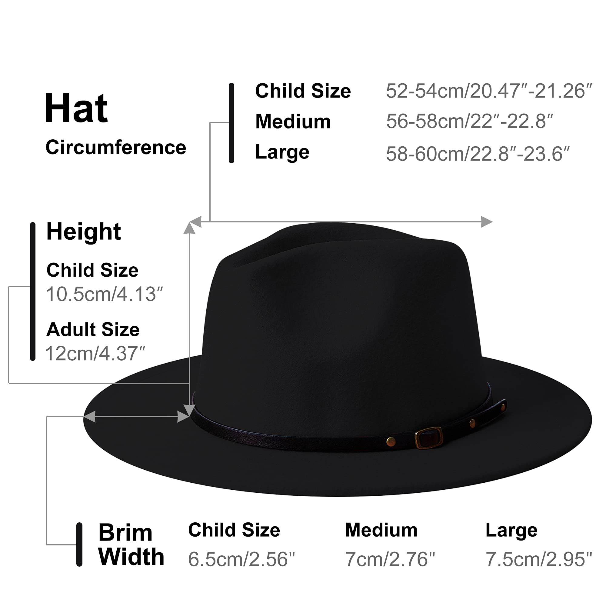 KUJUHA Wide Brim Fedora Two Tone Dress Hat, Black&blue, Large-X-Large