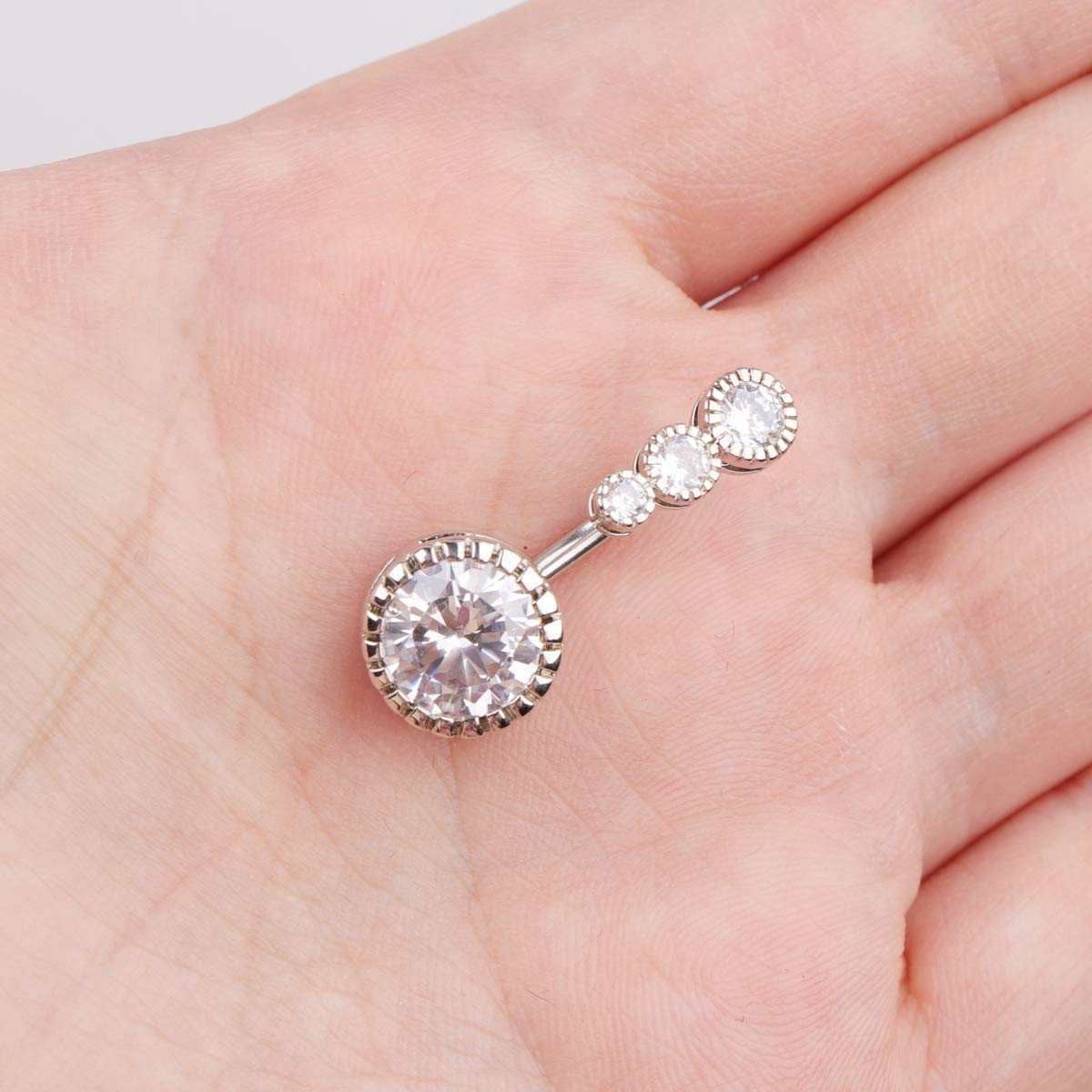 HAO HONG Belly Button Rings Clear CZ Navel Rings Belly Rings Belly Piercing Body Piercing (1pc Siver)