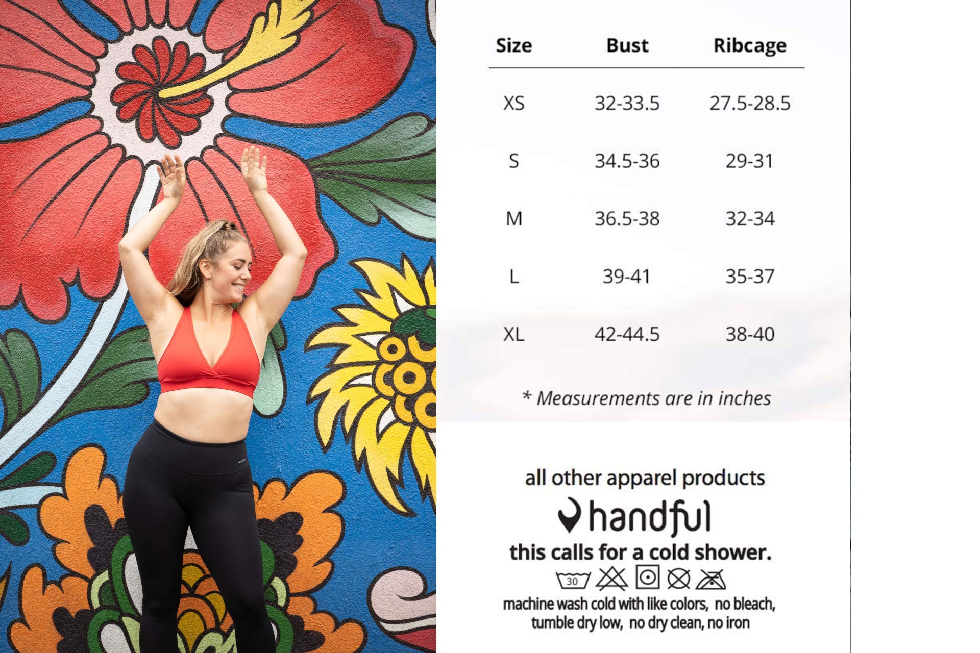 Handful The FaV Bra, Medium Support Sports Bra, Pockets, Removable Pads, Deep Plunge Neck Line, Booya Black, Small