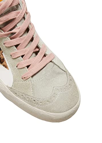 Golden Goose Women's Mid Star Classic Leather Sneakers, White/Beige/Brown Leo (us_Footwear_Size_System, Adult, Women, Numeric, Medium, Numeric_10)