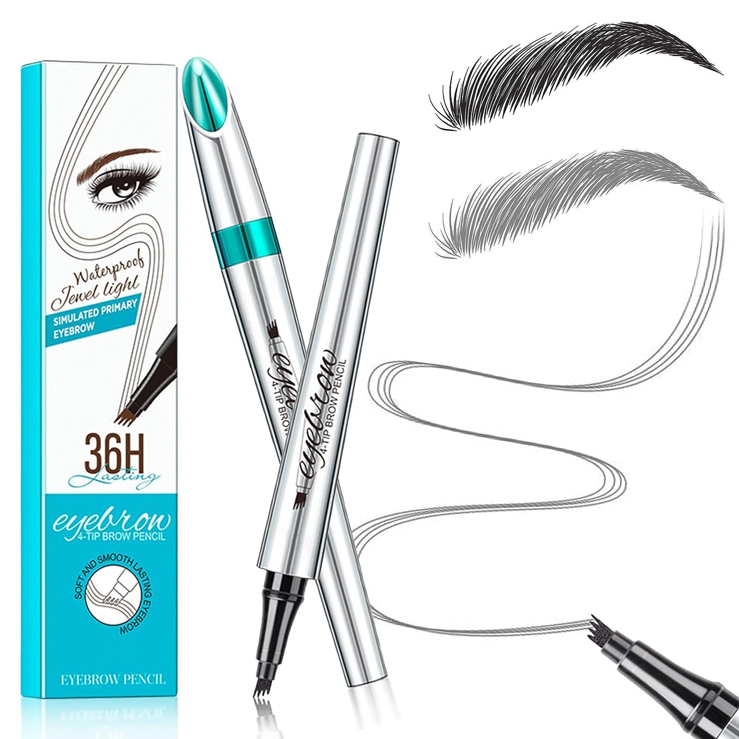 Huieter Eyebrow Microblading Pen, Eyebrow Pencil with an Upgrade Micro-Fork Tip Applicator, Waterproof Long-Lasting Microblading Pencil for Eyebrows, Microblading Pen for Natural Looking Brows Makeup