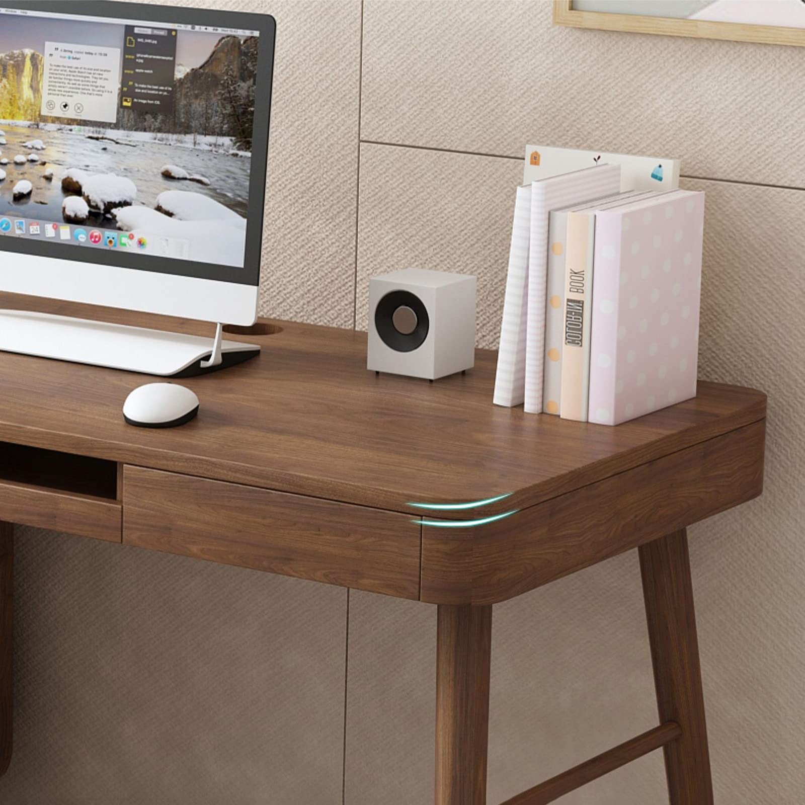 HONGFEISHANGMAO Office Desks Stable Wooden Desktop PC Desk with Lockers, Drawers and Keyboard Tray Modern Home Working Study Table Scalable Study Room Workstation Gamer Tables