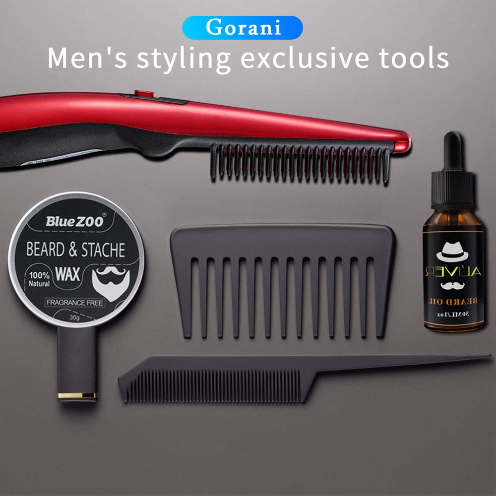 Gorani Beard Straightener Brush Comb for Men Beard Brush Heated Hot Iron Hair Straightener Comb