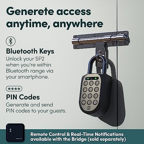 igloohome New Smart Padlock 2 (SP2), The Toughest Smart Padlock β Generate Access from Anywhere with The Mobile app (iOS/Android) β No WiFi Needed, Waterproof & Rechargeable