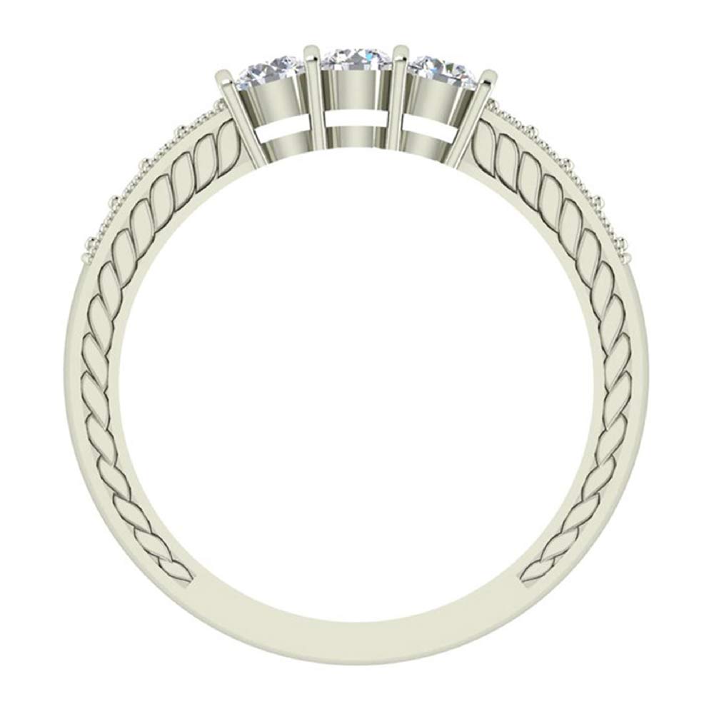 Glitz Design Three stone ring diamond vintage rings for women Past Present Future Anniversary Style 1/2 ct tw 14K White Gold (G, SI) (RS 5.5)