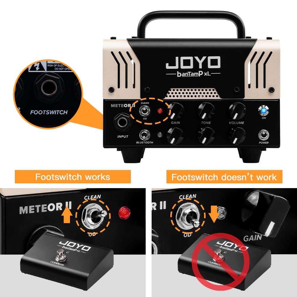 JOYO Meteor II BanTamp XL Series Mini Amp Head 20 Watt Preamp 2 Channel Hybrid Tube Guitar Amplifier Head for Electric Guitar with Bluetooth