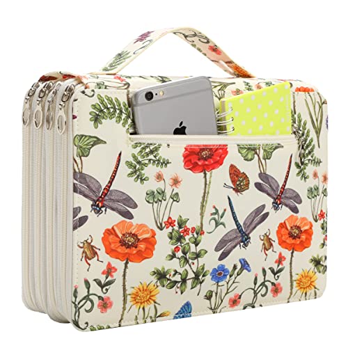 YZK 200 Slots Colored Pencil Case-Twill Oxford Pencil Holder with Zipper Closure Colored Pencil Organizer for Watercolor Pens or Makers Large Capacity Pencil Case for Artist (White)
