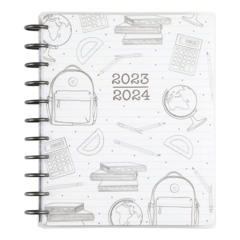 Happy Planner Disc-Bound School Planner and Calendar, 12-Month Daily, Weekly, and Monthly July 2023–June 2024 Planner, Vertical Layout, Mail Call Theme, Big Size, 8 1/2 Inches by 11 Inches