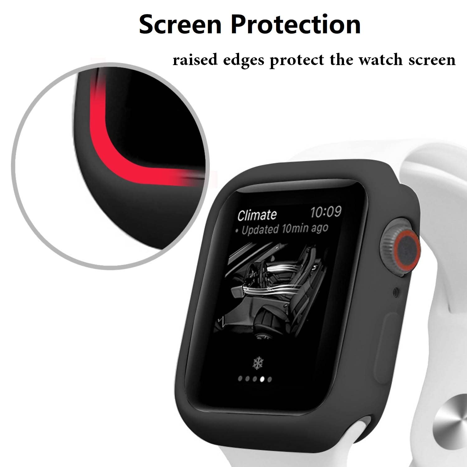 Hontao Ultra Thin Soft TPU Shockproof Bumper Case for iWatch Apple Watch Series 3/2/1 Black 38mm