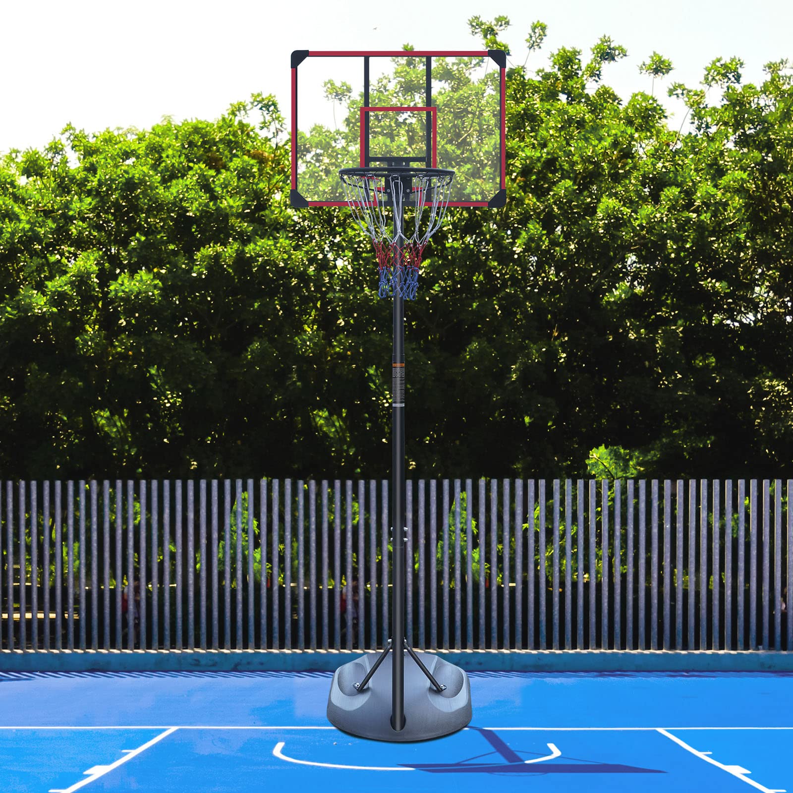 Icoud Portable Basketball Hoop 6.5-10ft Height-Ajustable Basketball Goals ,Free Standing System with Wheels Outdoor, Gray
