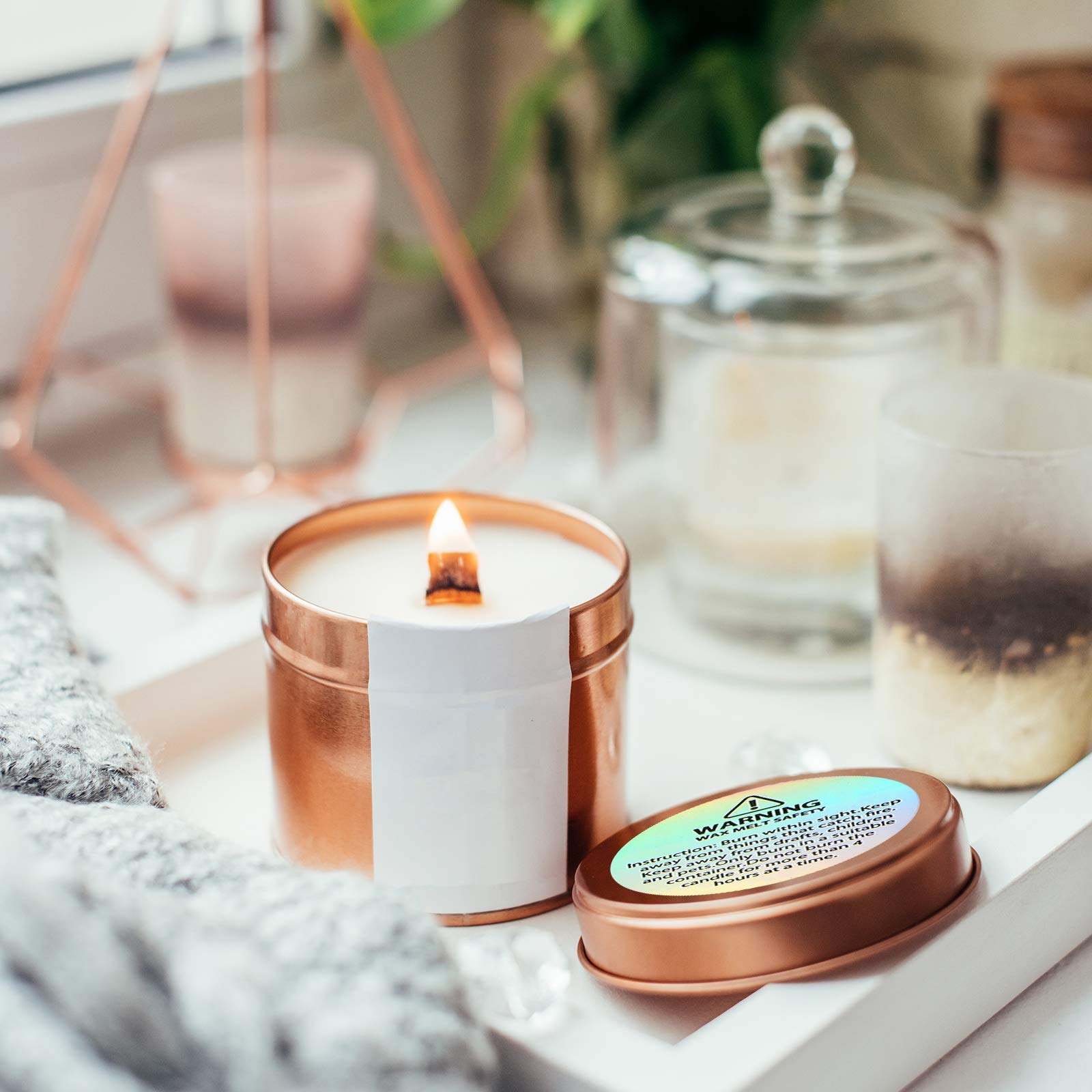 Holographic Candle Warning Labels Candle Jar Container Stickers Wax Melting Safety Stickers for Candle Jars Tins Containers Candle Making Supplies (600 Pieces)