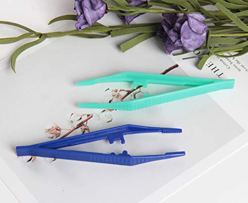 Hapy Shop 20 Pieces Plastic Tweezer Beads Tweezers for DIY Art Craft,Blue and Green