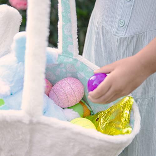 Homarden Easter Eggs Basket - Cute Green Bunny Baskets with Foldable Ears - Perfect for Girls & Boys Easter Egg Hunts - Easter Baskets for Kids