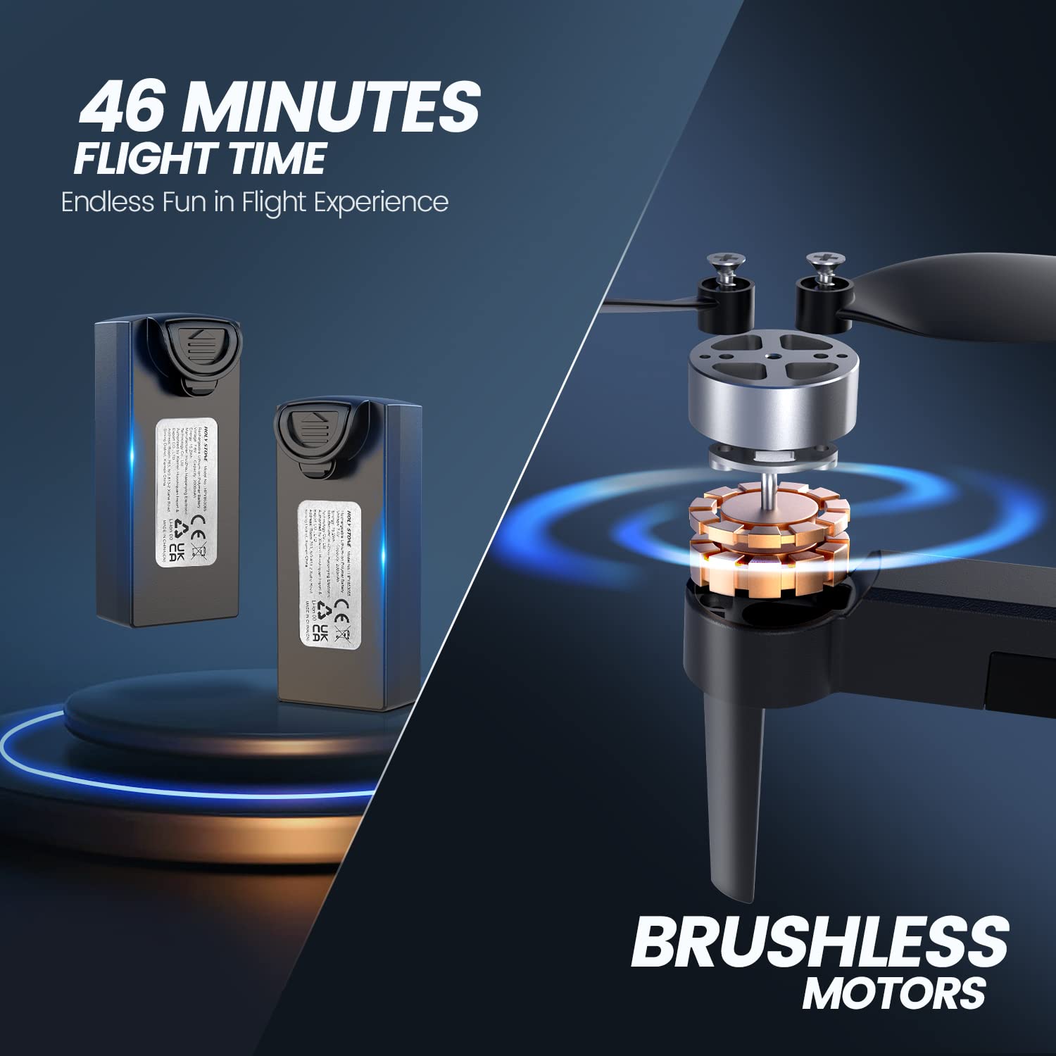 Holy Stone GPS Drone for Adults with Rock Steady Camera 4K Photo 2-axis Gimbal,HS360 FPV Quadcopter for Beginners,Brushless Motor,46Mins Flight Time,Long Range,5GHz Wifi,Follow Me,Auto Return Home