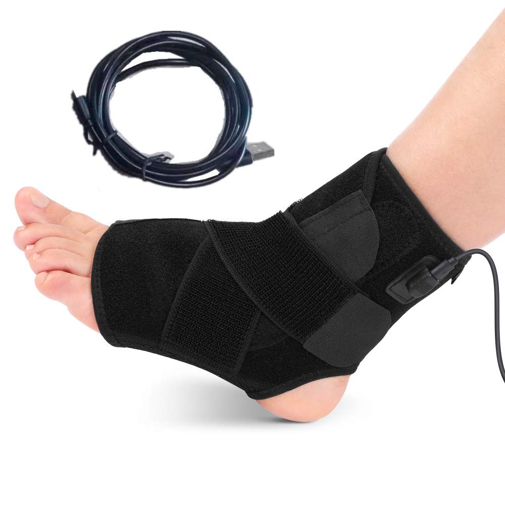 Heated Ankle Brace, Heat Ankle Support Compression Wrap for Injury Joint Recovery Ankle Sprain Swelling Arthritis Tendinitis Strain Fatigue Fit Left/Right Foot for Men and