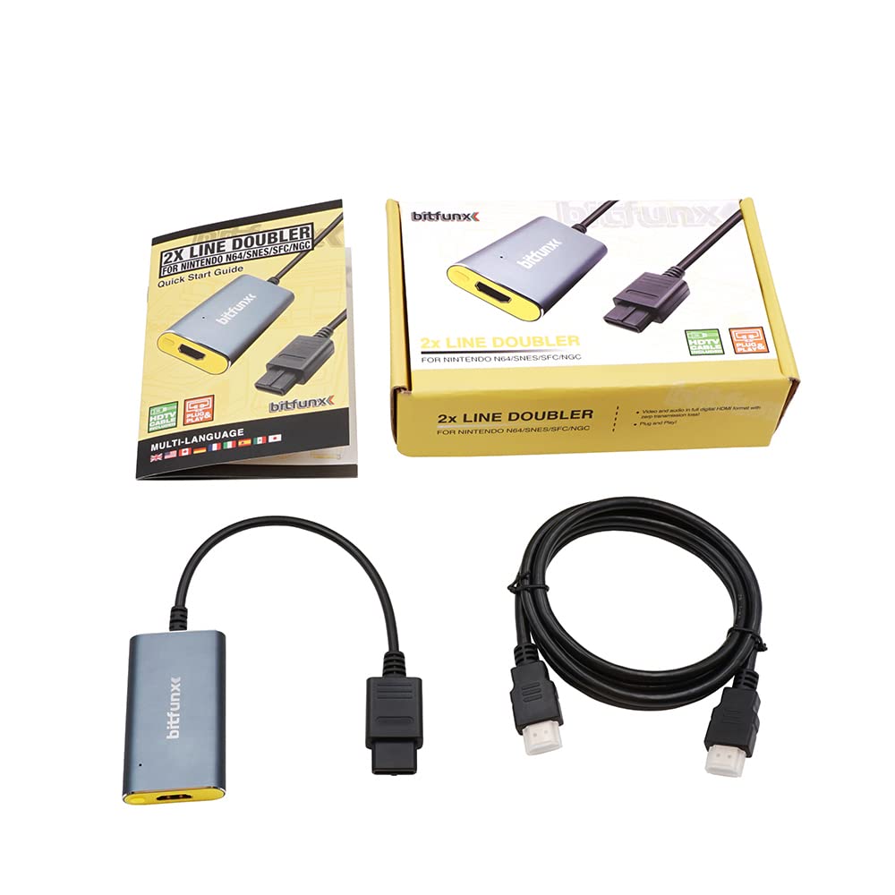 Kacenray HDMI Adapter for N64 / SNES/SFC/NGC, Support 2X Line Doubler and S-Video/Composite to HDMI, Video Game HDMI Converter for Nintendo 64, Super Nintendo, Super Famicom and Gamecube