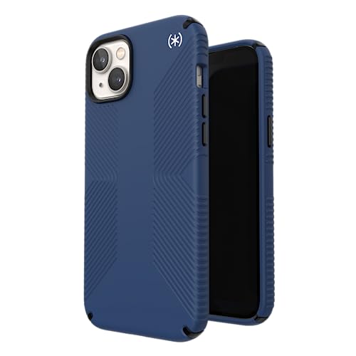 Speck iPhone 14 Plus Case - Drop Protection, Scratch Resistant, Dual Layer Slim Phone Case for 6.7 Inch iPhones 14 Plus - Built for MagSafe - Presidio2 Grip - Coastal Blue/Black/White