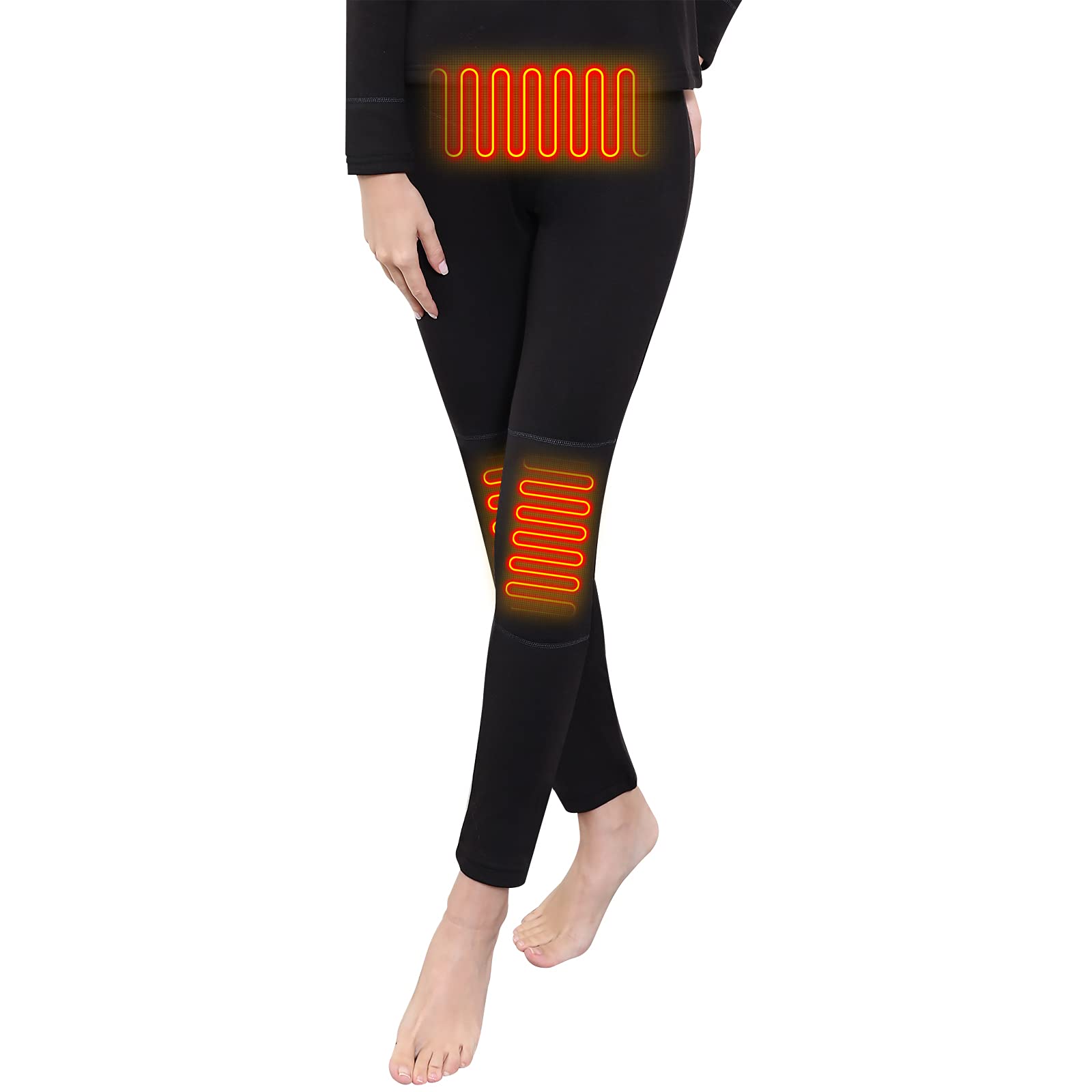 Heated Pants Thermal Underwear for Women USB Electric Heating Leggings Warming Pants Fleece Lined for Winter Outdoor (No Battery)