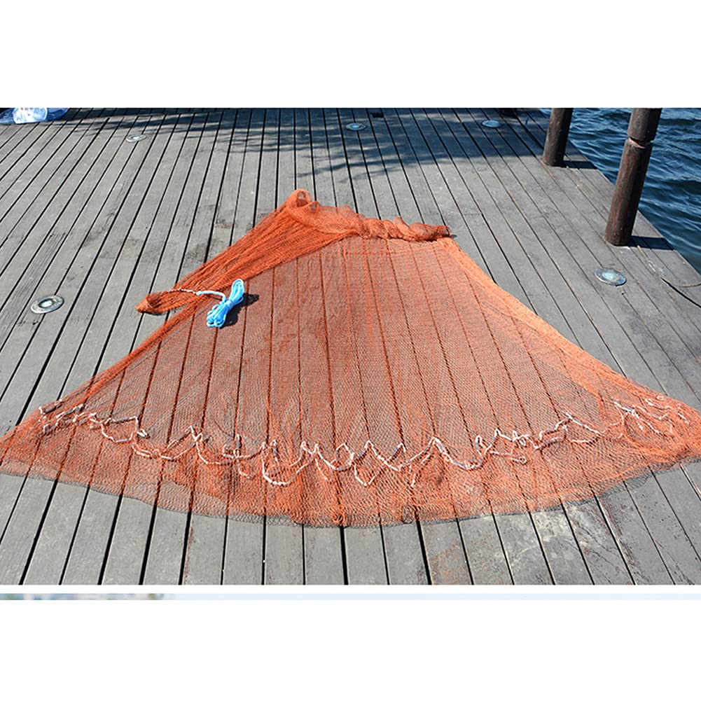 Hand-Made Fishing Cast Net Tire Wire Material Fishing Throw Net Bait Trap 10Ft/11Ft/13Ft Height, Mesh Size 1 Inch with Environmental-Friendly Material Sinker