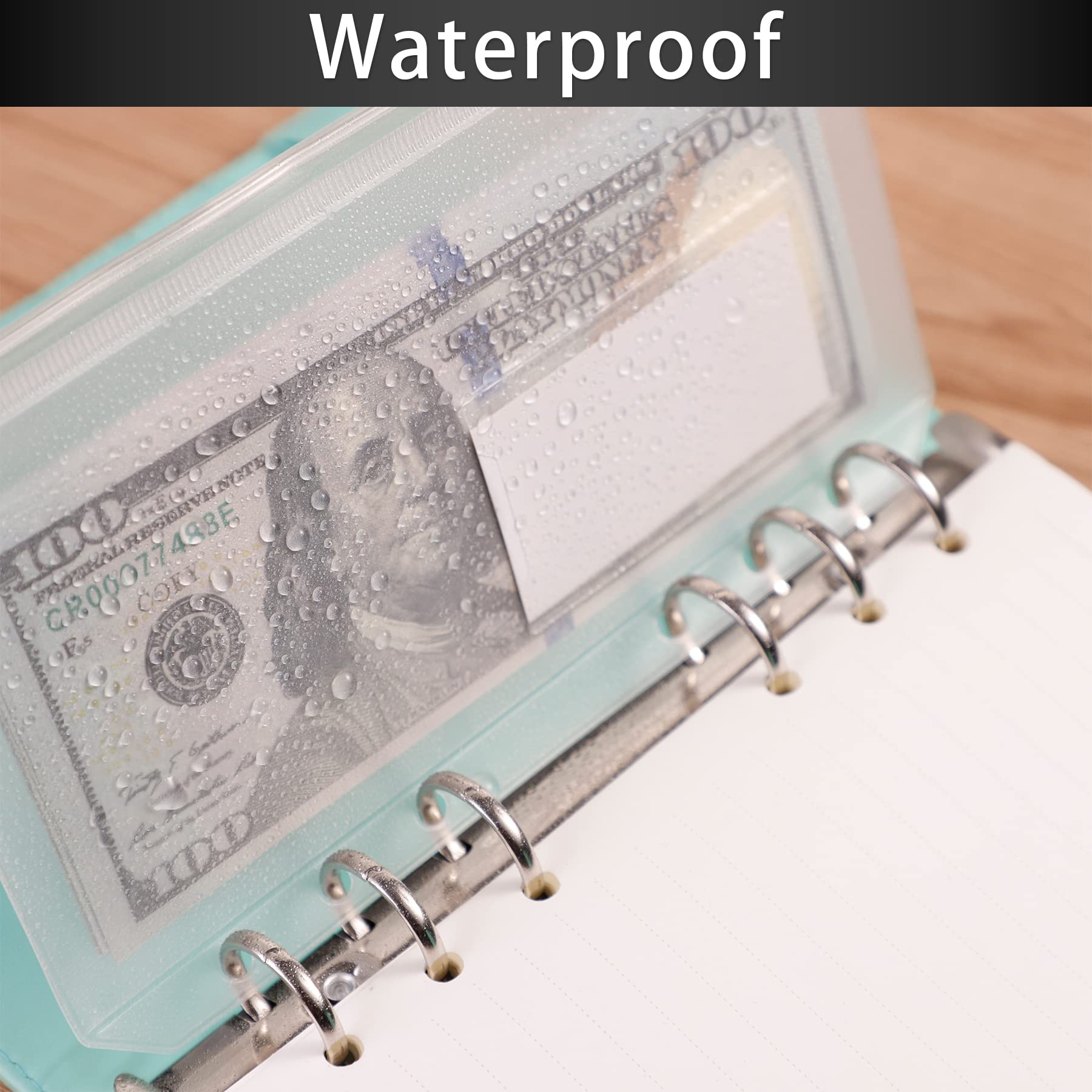 HAUTOCO 24PCS A6 Cash Envelopes with Label Pocket, Zipper Envelopes for Budgeting, Money Envelopes for Cash Saving, Clear PVC A6 6-Holes Binder Pockets Document Pouch Folder for A6 Notebook Binder