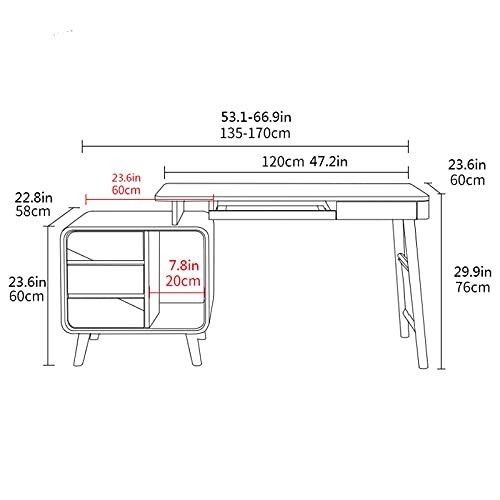 GYQYYGZ PC Desk Stable Wooden Desktop PC Desk with Lockers, Drawers and Keyboard Tray Modern Home Working Study Table Scalable Study Room Workstation Writing Desk