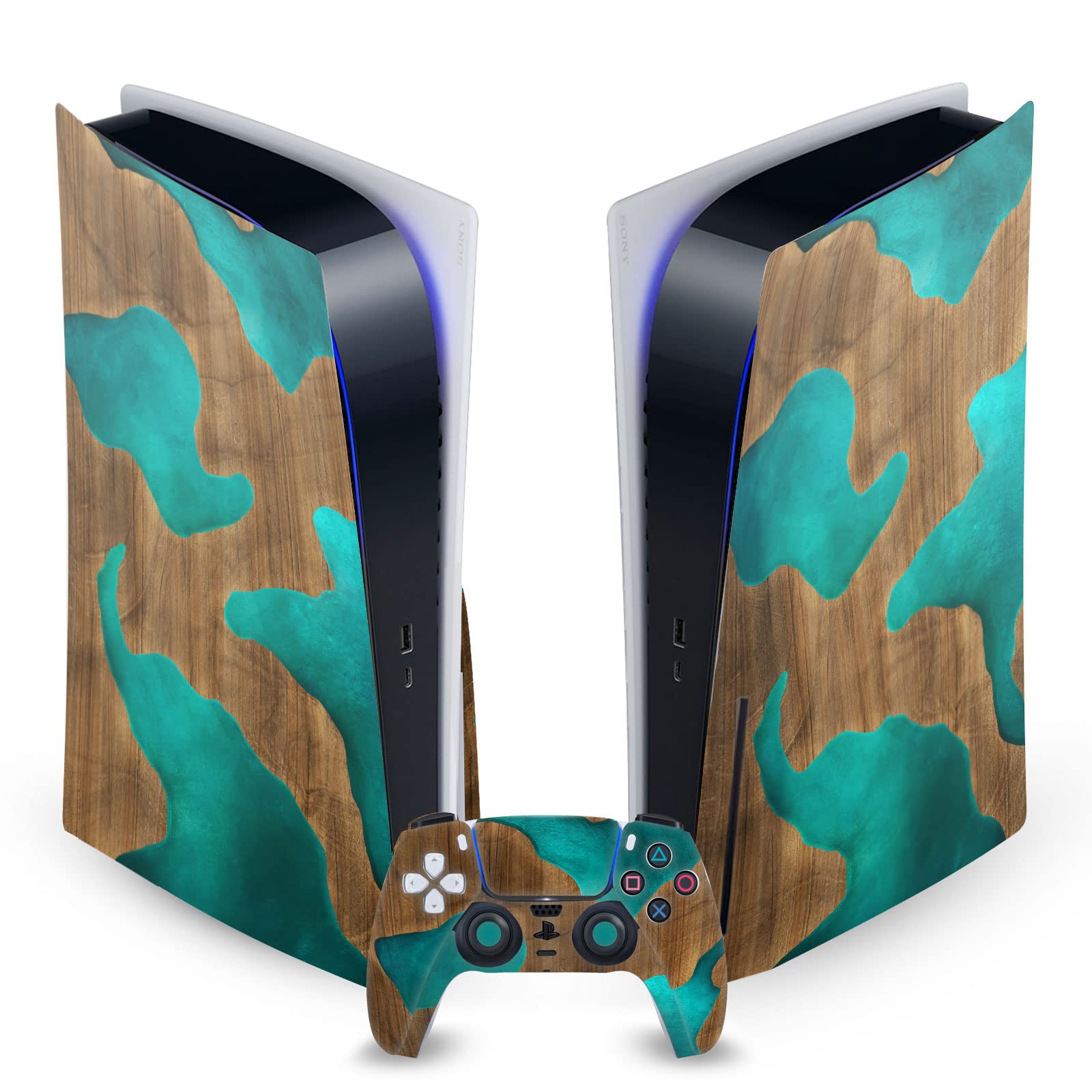 Head Case Designs Officially Licensed Alyn Spiller Aqua Art Mix Vinyl Faceplate Sticker Gaming Skin Case Cover Compatible with Sony Playstation 5 PS5 Disc Edition Console & DualSense Controller