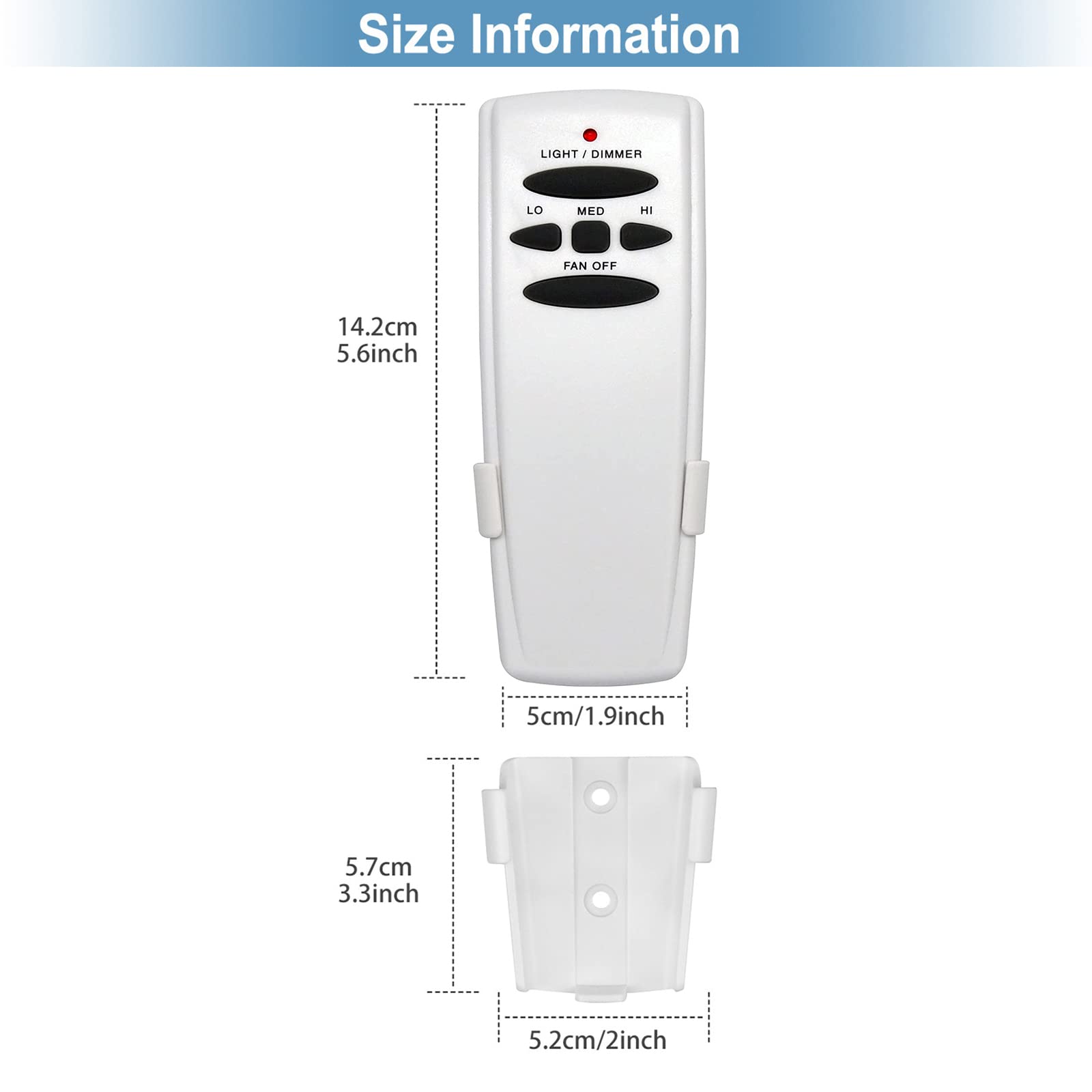 Hampton Bay Hunter Ceiling Fan Remote Control Replacement for FanHD HD5 UC7078T RR7079T L3H2010FANHD L3H2014FANHD,3-Speed with Light Dimmer,with Wall Mount