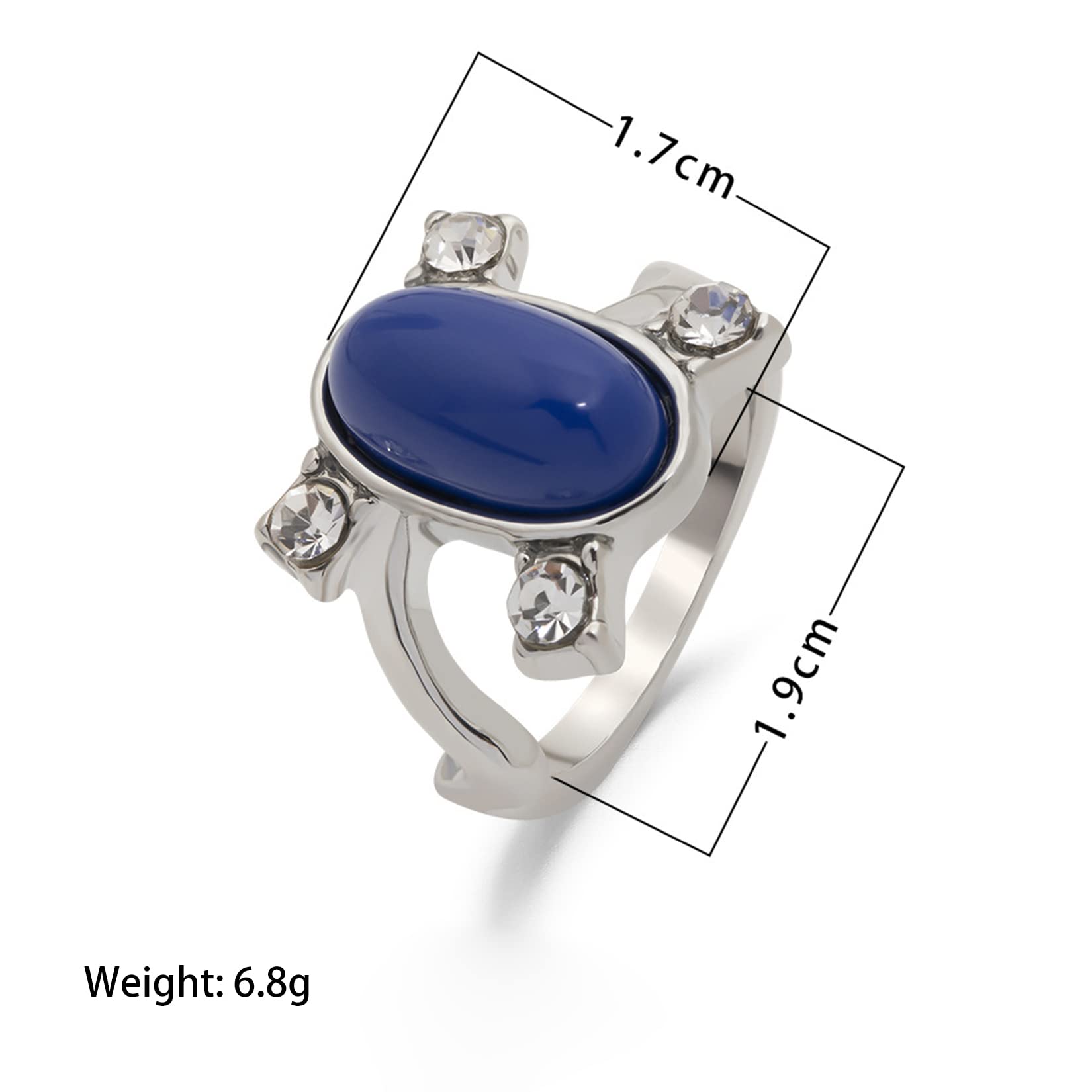 HMOOY Daylight Ring, Silver Elena'S Daylight Ring Blue Sapphire Elena Gilbert Cosplay Ring Tvd Jewelry For Fans Size 6-10 (Blue, 10)