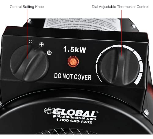 Global Industrial Portable Electric Space Heater With Thermostat, 1500 watt, 120v, Red
