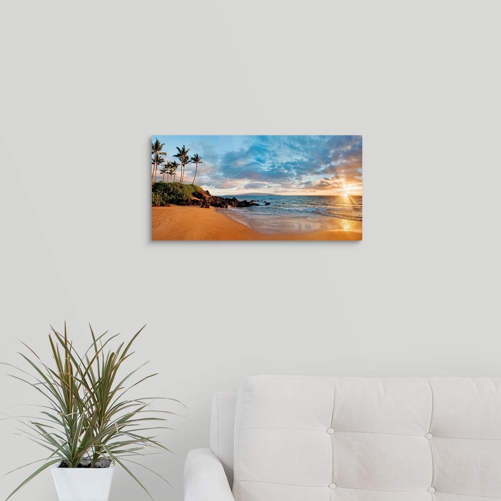 GREATBIGCANVAS Hawaii, Maui, Makena, Secret Beach At Canvas Wall Art Print, Coastal Home Decor Artwork, 48"x24"x1.5"