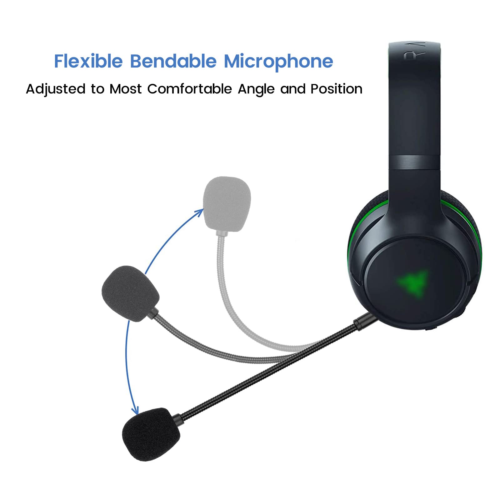 Kaira Pro Mic Replacement for Razer Kaira Pro Wireless Gaming Headset, 3.5mm Detachable Noise Cancelling Microphone Boom for Xbox One, PS4, PS5, PC Black
