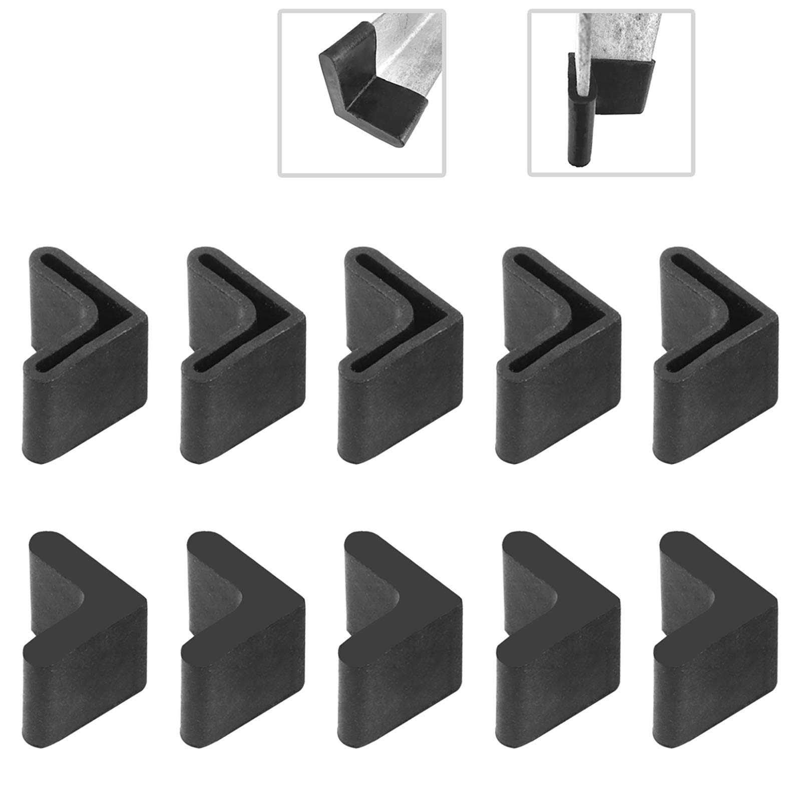Hilitchi 20 Pcs 25mm x 25mm L Shaped Black Rubber Angle Iron Caps Furniture Angle Pads Bed Steel Frame Racks Shelves Rubber Feet Covers