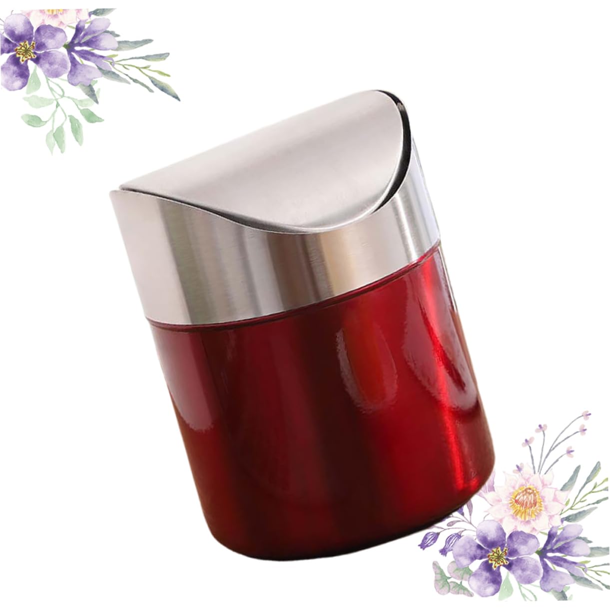 GATHINESS Desktop Trash Bin Stainless Steel Mini Waste Small Trash can with lid Small top Trash can top Garbage can Mini Trash Tiny Trash can top dust Office car Recycle