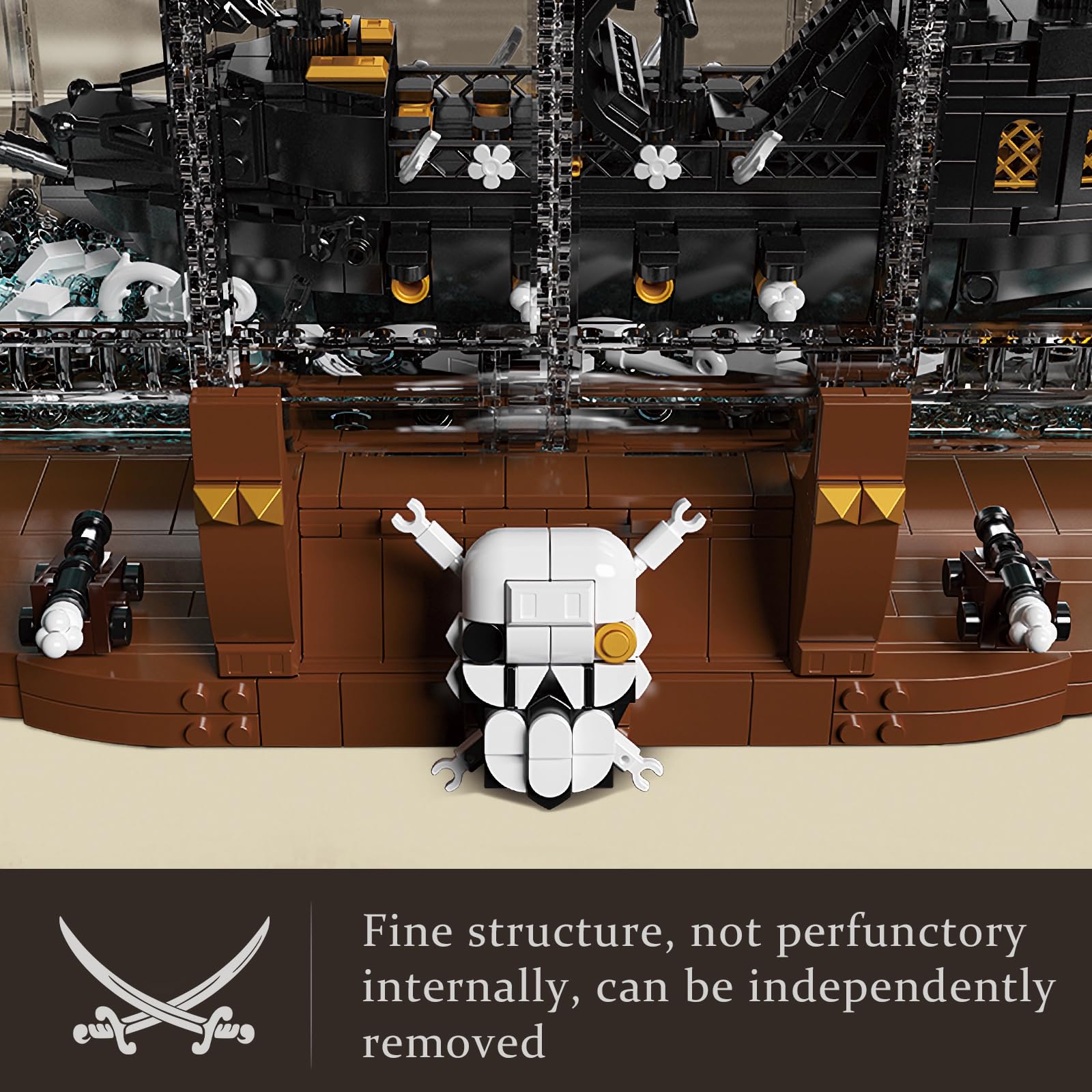 Mould King 13083 Pirates Ship in a Bottle Building Blocks Kits, MOC Pirate Ship Model Building Sets, Gift for Kids Age 8+/Adults Collections Enthusiasts(1288 Pieces)-Pirate Ship