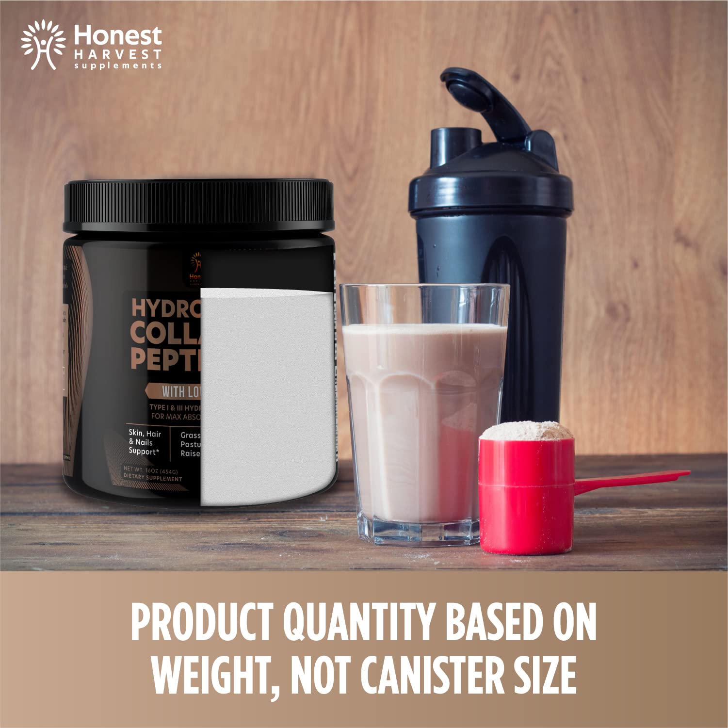 Honest Harvest Supplements Hydrolyzed Collagen Peptides Powder | Low Sodium Keto Friendly - Support Skin, Hair & Nails, Joints- 22g Serv | Unflavored Grass Fed Pasture Raised Type I & III Collagen