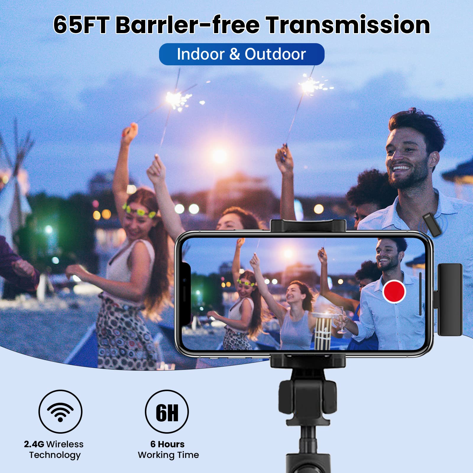 KESTERRA 2 Wireless Lavalier Microphones with Charging Case, Plug-Play Wireless Microphone for iPhone iPad, Noise Reduction, iPhone Microphone for Video Recording, YouTube, TikTok, Facebook, Vlog