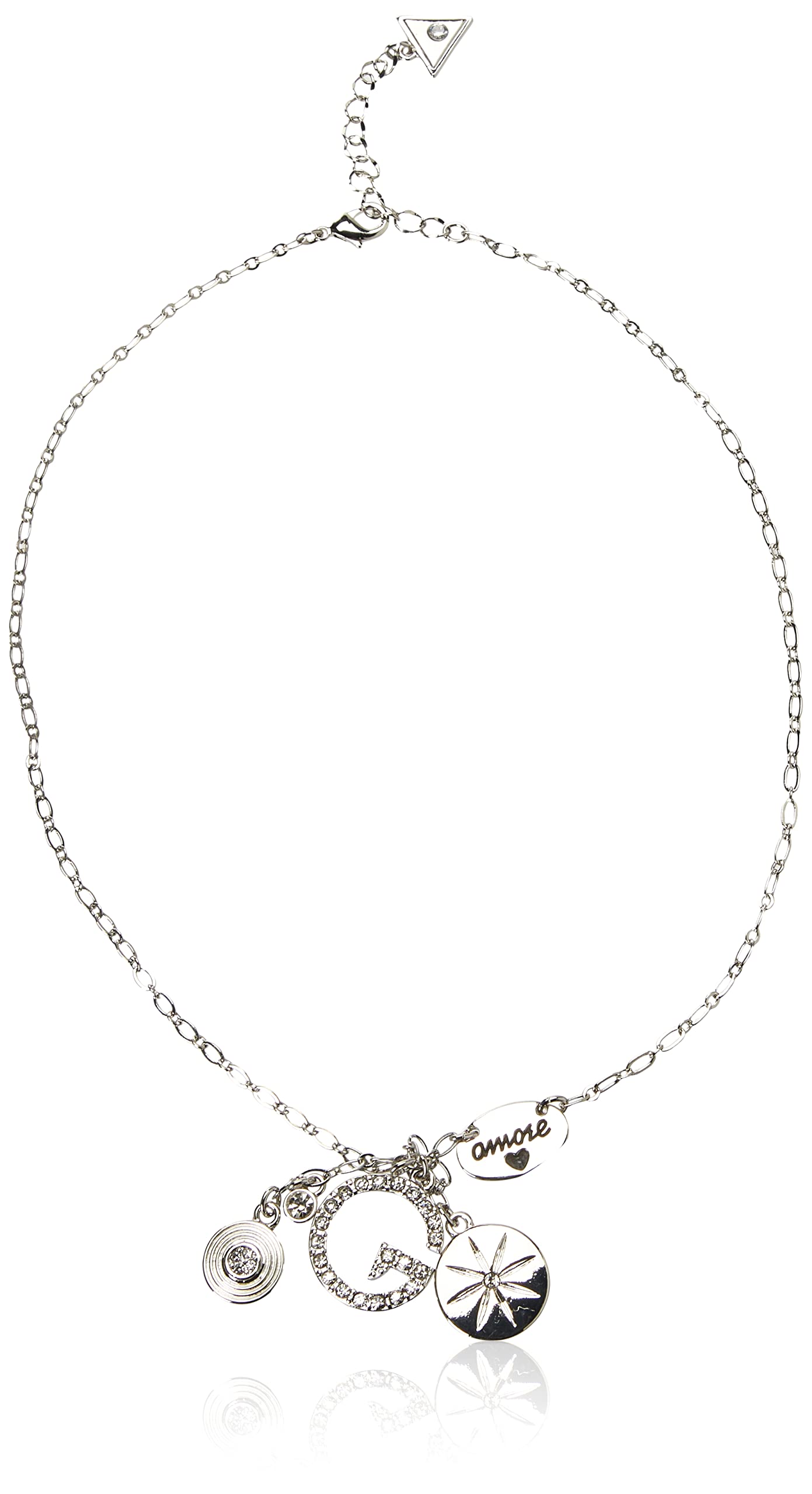 GUESS "Basic" Silver Pave G Linear Y-Shaped Necklace, 16" + 2" Extender