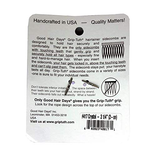 Good Hair Days 3 1/4 Inch Grip-Tuth Comb - Ice Crystal - 2 Combs 40817