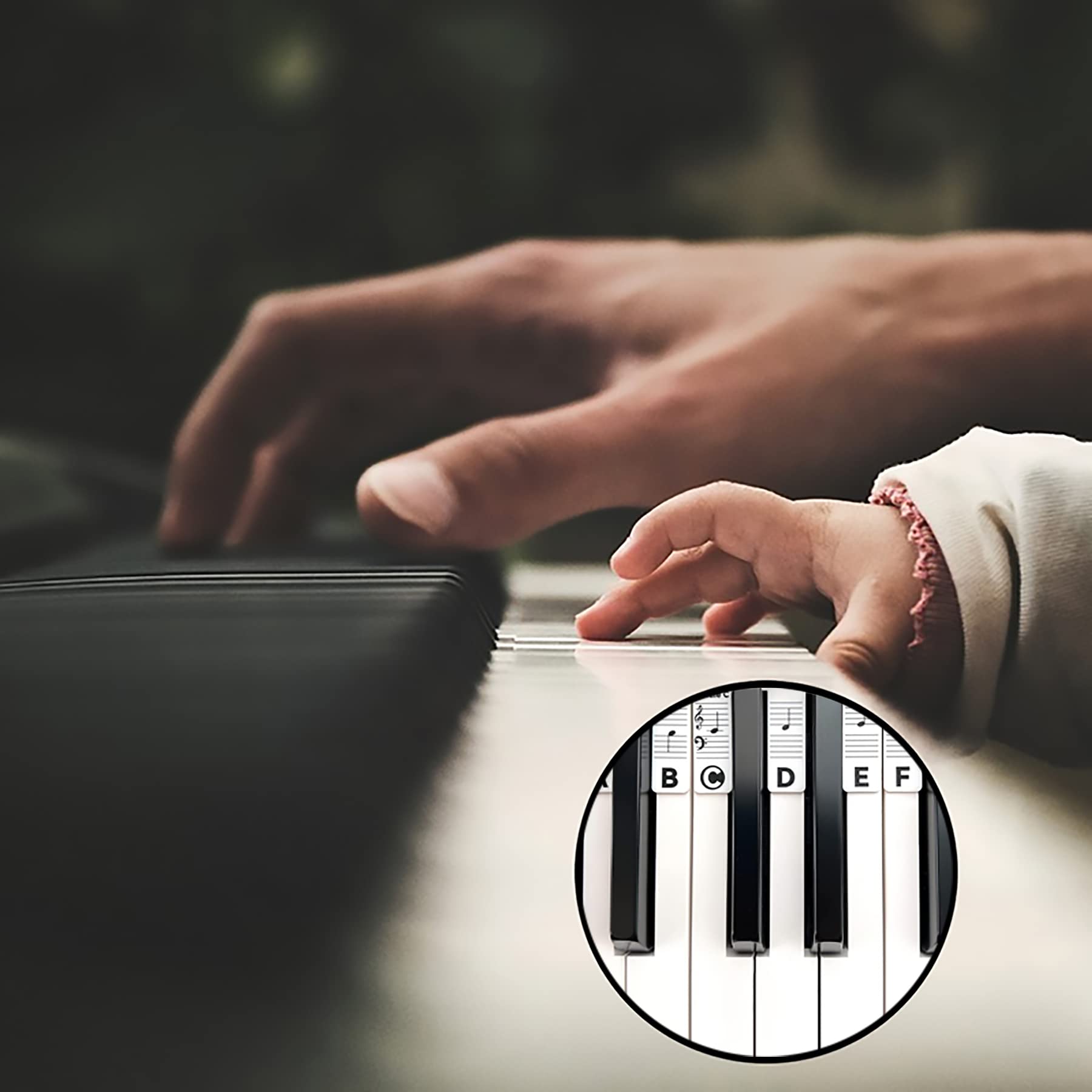 KYHSOM Piano Notes Guide for Beginner | Removable Piano Keyboard Note Labels for Standard Size 61/88 Key Pianos | Silicone Material | Say Goodbye to Traditional Piano Stickers (Black white)