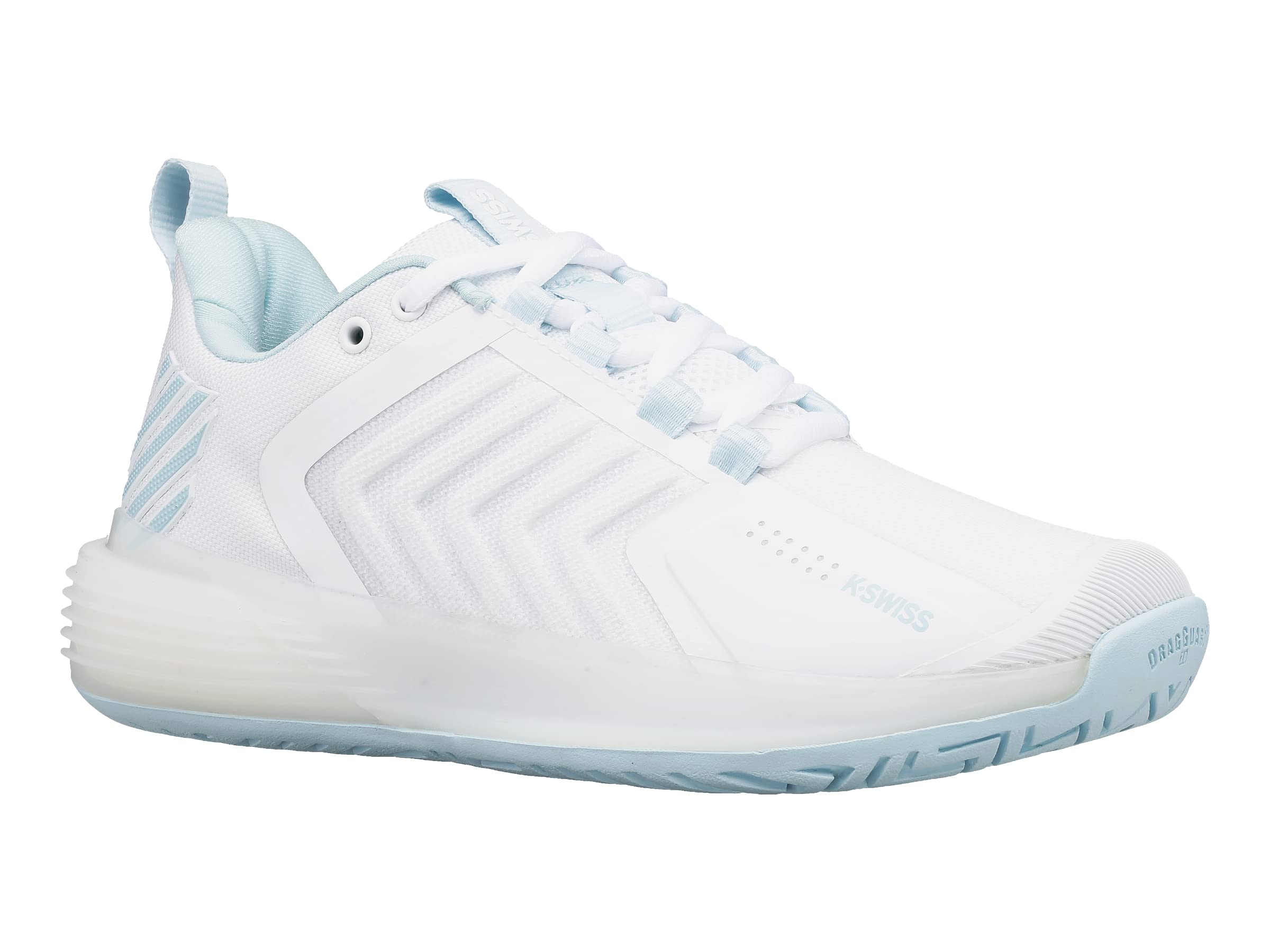 K-Swiss Women's Ultrashot 3 Tennis Shoe, White/Blue Glow, 9.5 M