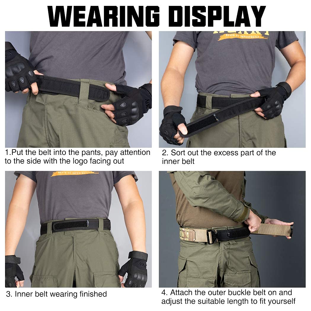 IDOGEAR 2'' Tactical MOLLE Belt Cobra Buckle Belt Laser-Cut Design Heavy Duty Waist Belt Outer & Inner Belt Set (Multi-camo, Large(for Waist 38''-42''))